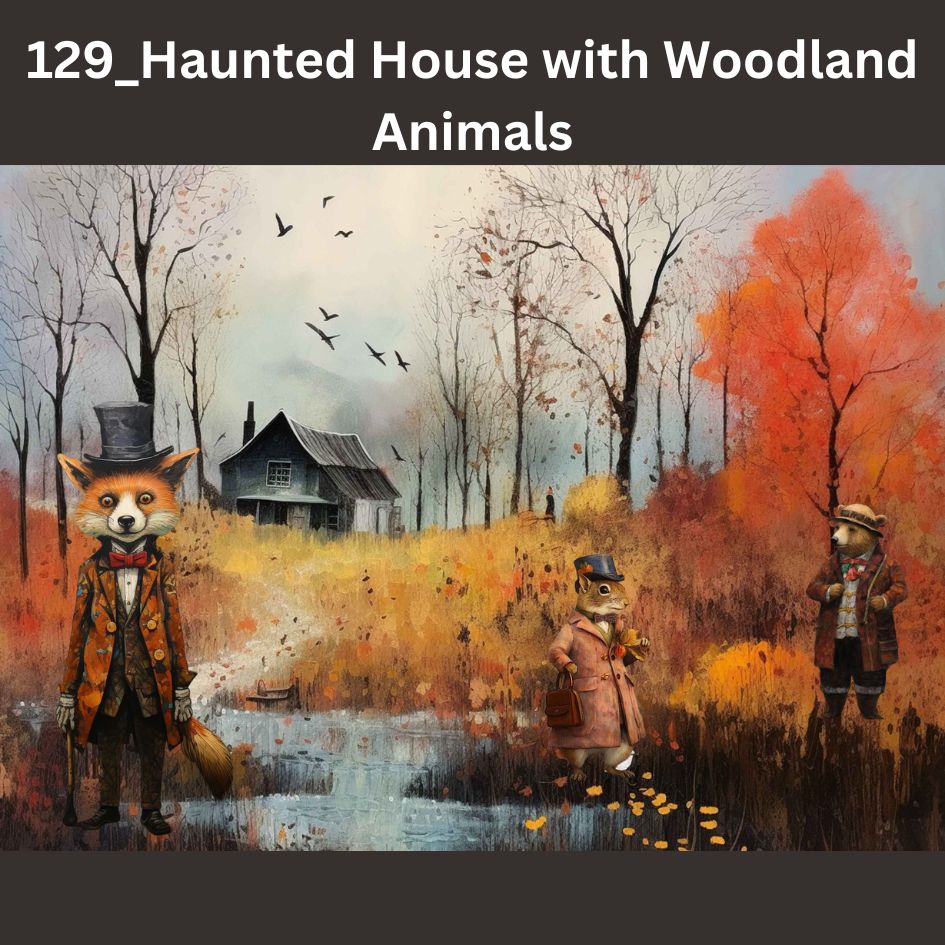 129_Haunted House with Woodland Animals | Deborah Bucher Designs